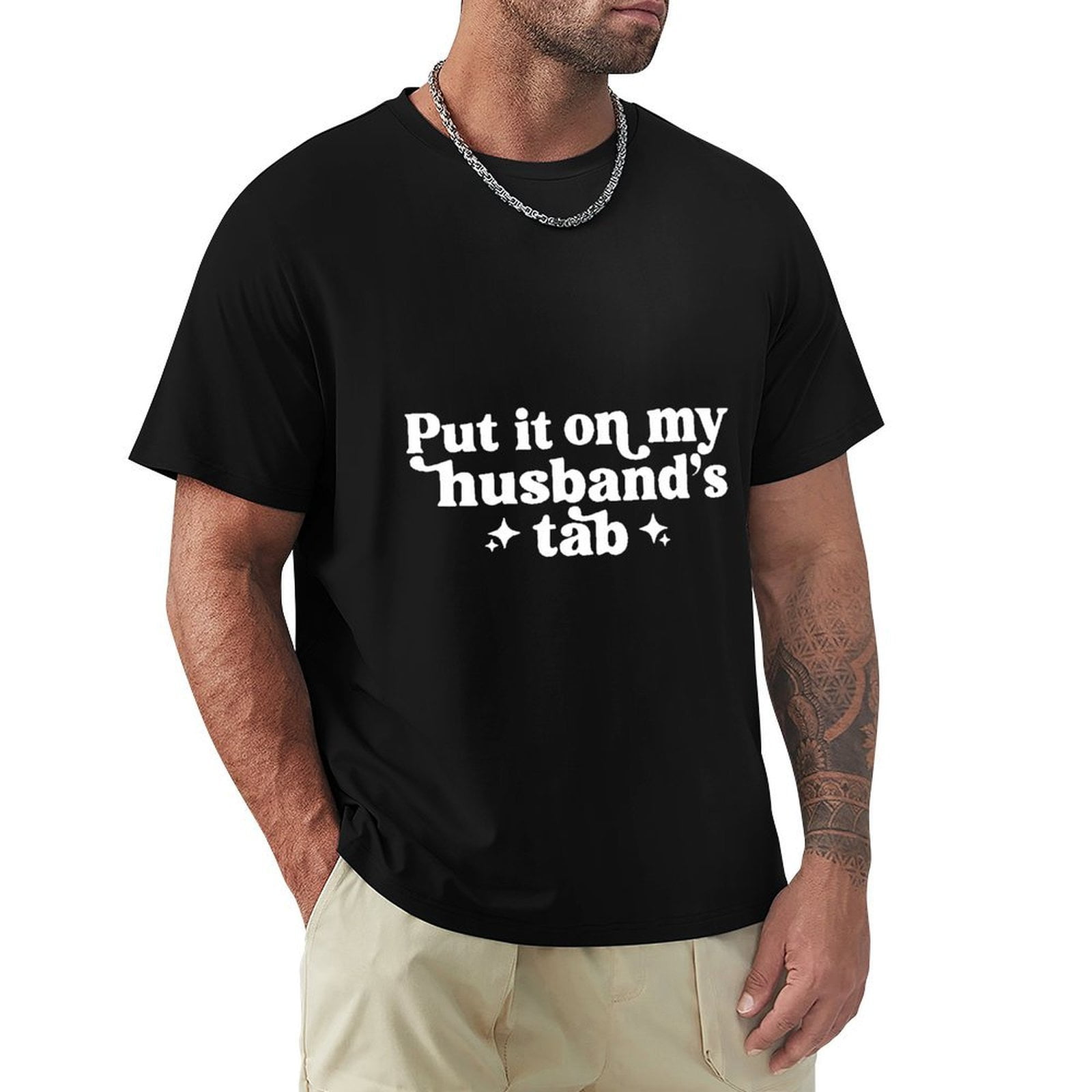 Put It on My Husband'S Tab Slogan Zesty Men's Cotton Short Sleeve HD ...