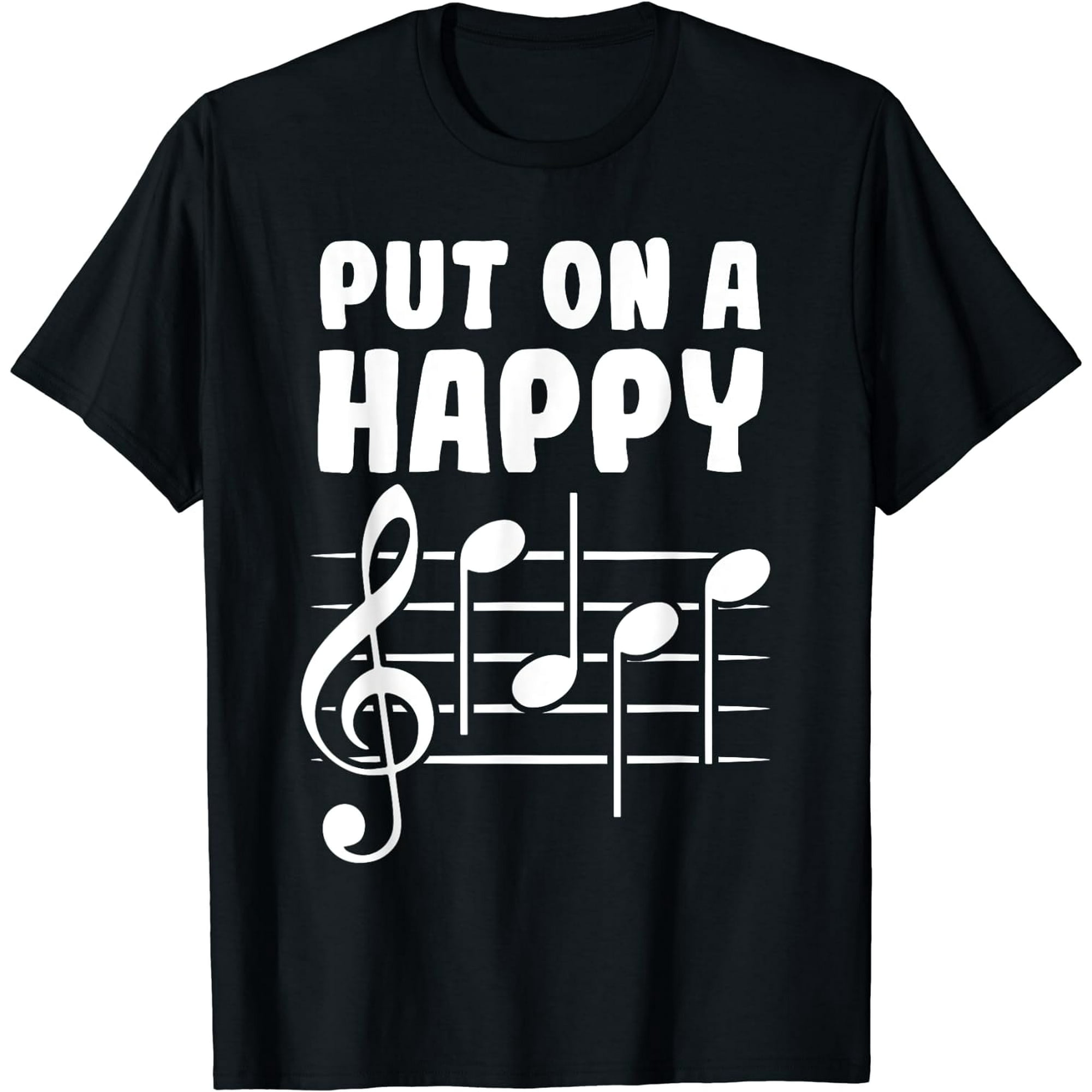 Put On A Happy Face Music Black T-Shirt Short Sleeves - Walmart.com