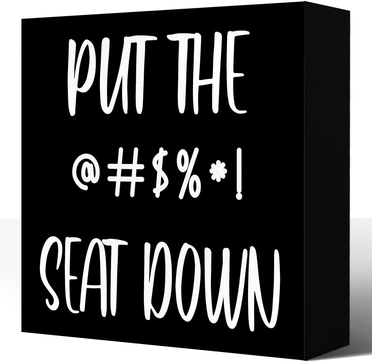 Put the Seat Down Wooden Box Sign,Bathroom Wood Block Signs for ...