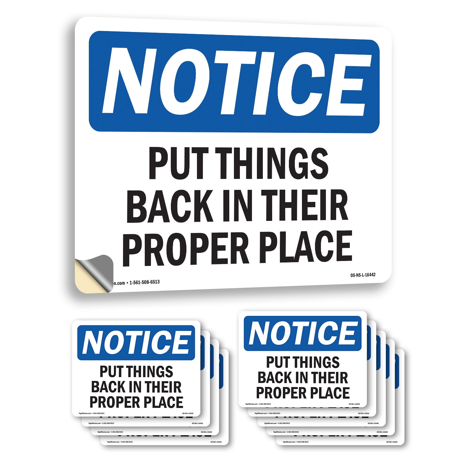 Put Things Back In Their Proper Place OSHA Notice Vinyl Decal Label 10 ...