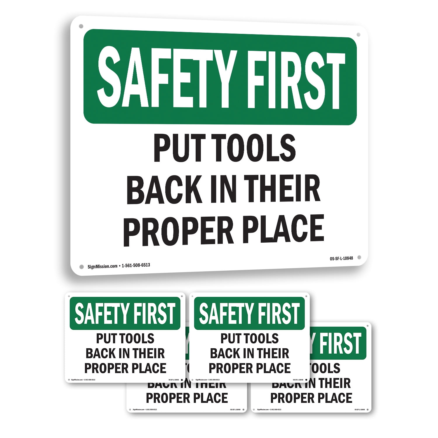Put Tools Back In Their Proper Place OSHA SAFETY FIRST Rigid Plastic ...