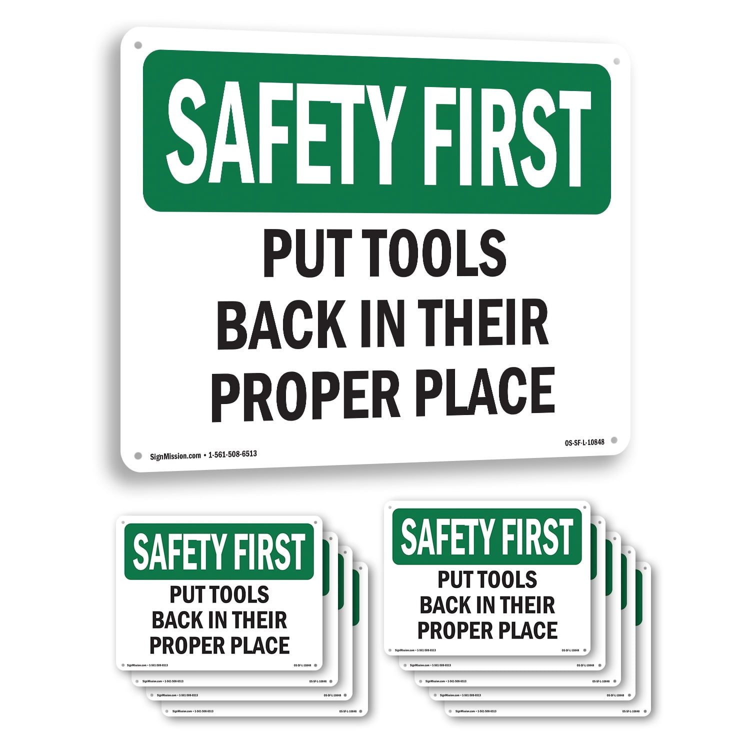 Put Tools Back In Their Proper Place OSHA SAFETY FIRST Rigid Plastic ...