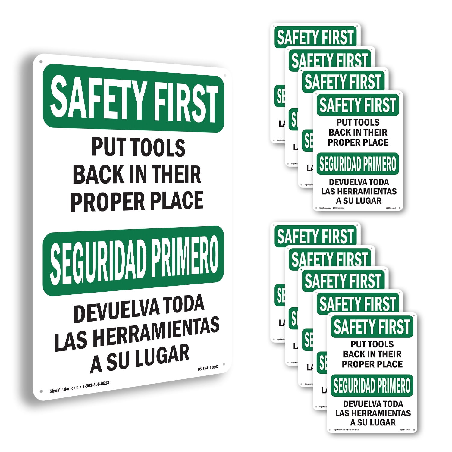 Put Tools Back In Their Proper Place OSHA SAFETY FIRST Rigid Plastic ...