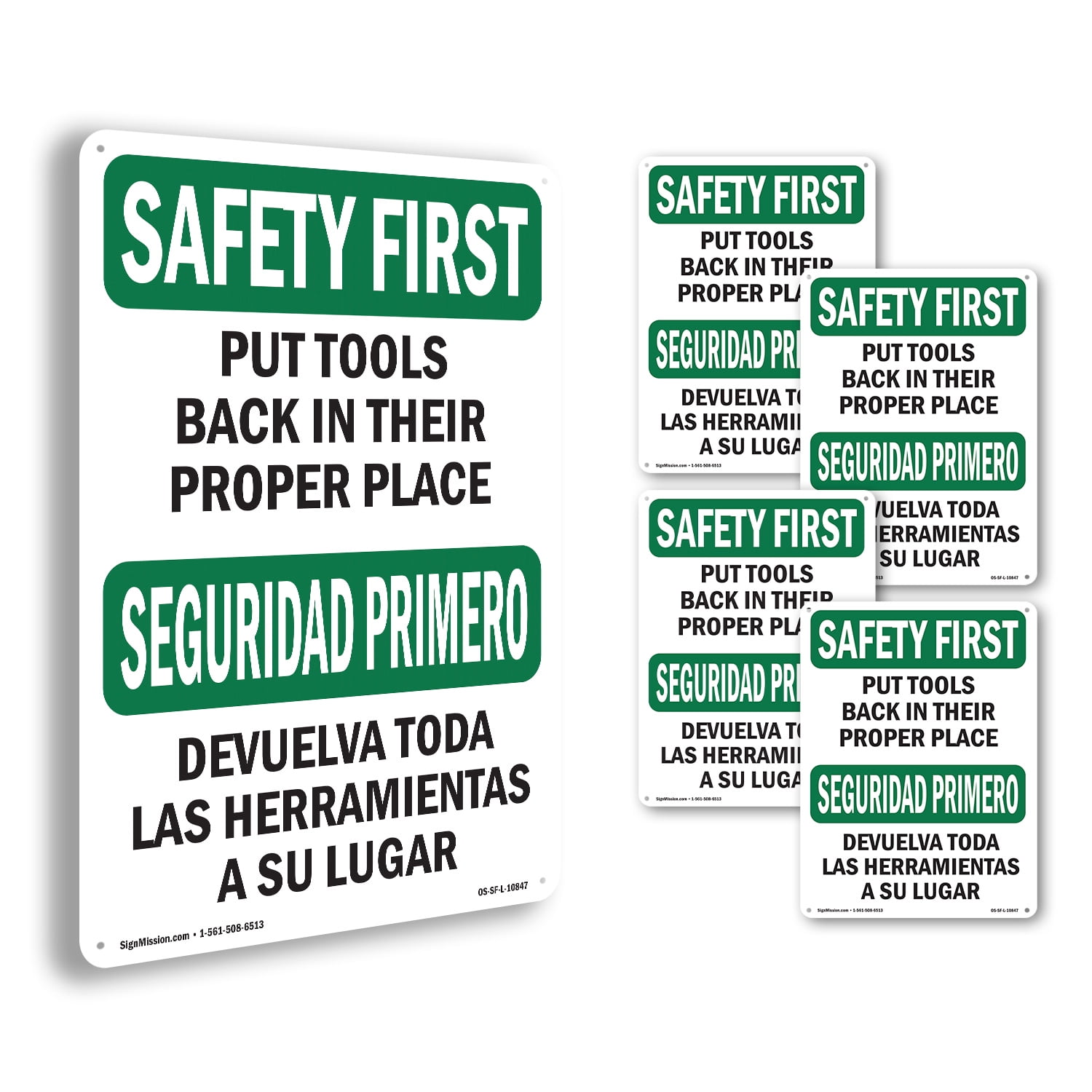 Put Tools Back In Their Proper Place OSHA SAFETY FIRST Rigid Plastic ...