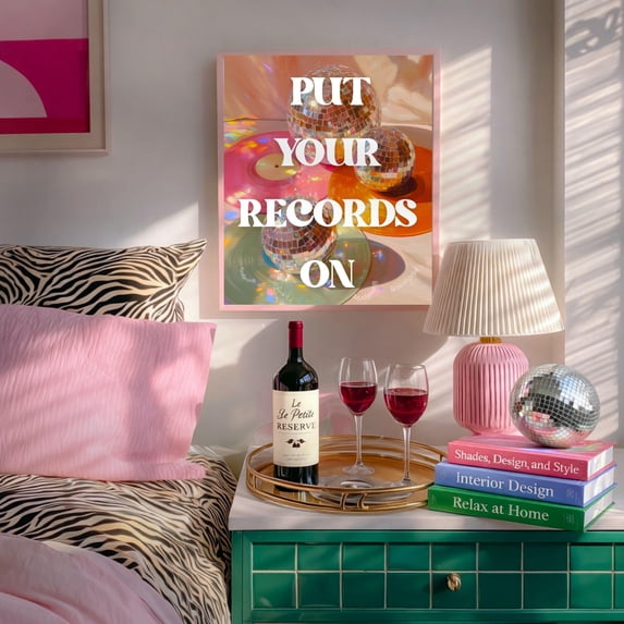 Put Your Records On Typography Print Retro Disco Balls Vinyl Dopamine ...
