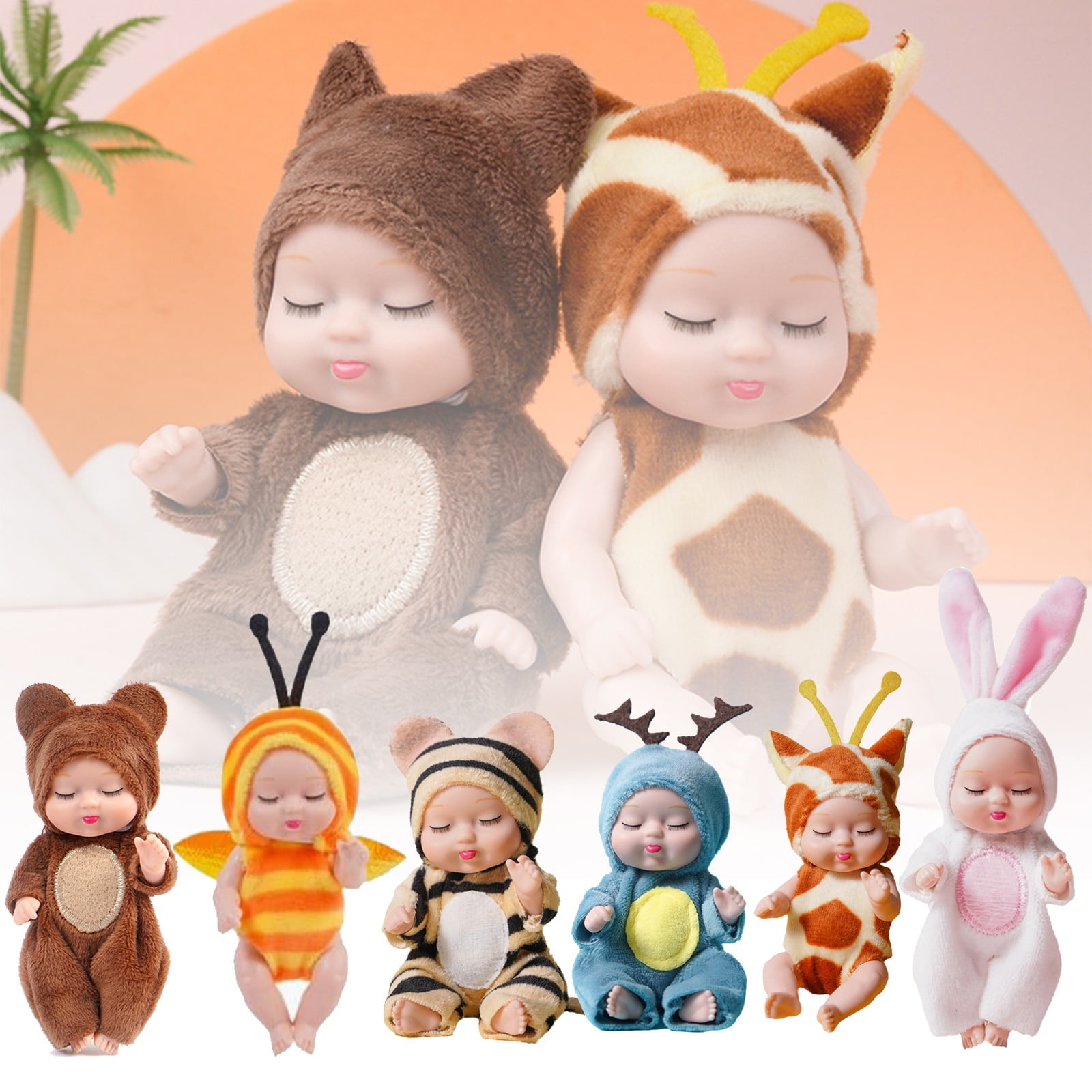Putnchl 4 inch Mini Baby Dolls with Animal Clothes Realistic Baby Doll Set for Girls Boys ...