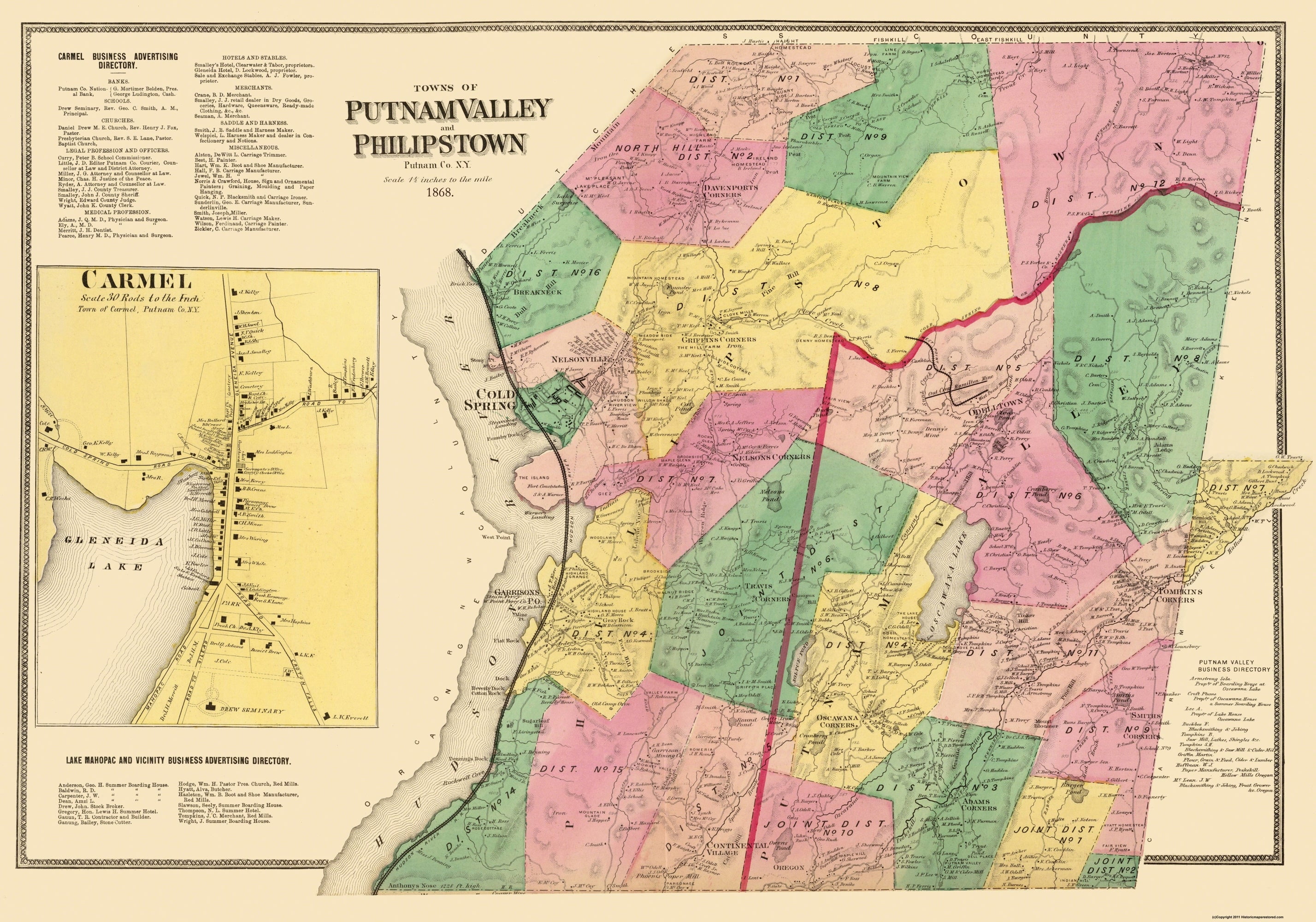 Historic City Map - Putnum Valley Phillipstown New York - Beers 1868 ...