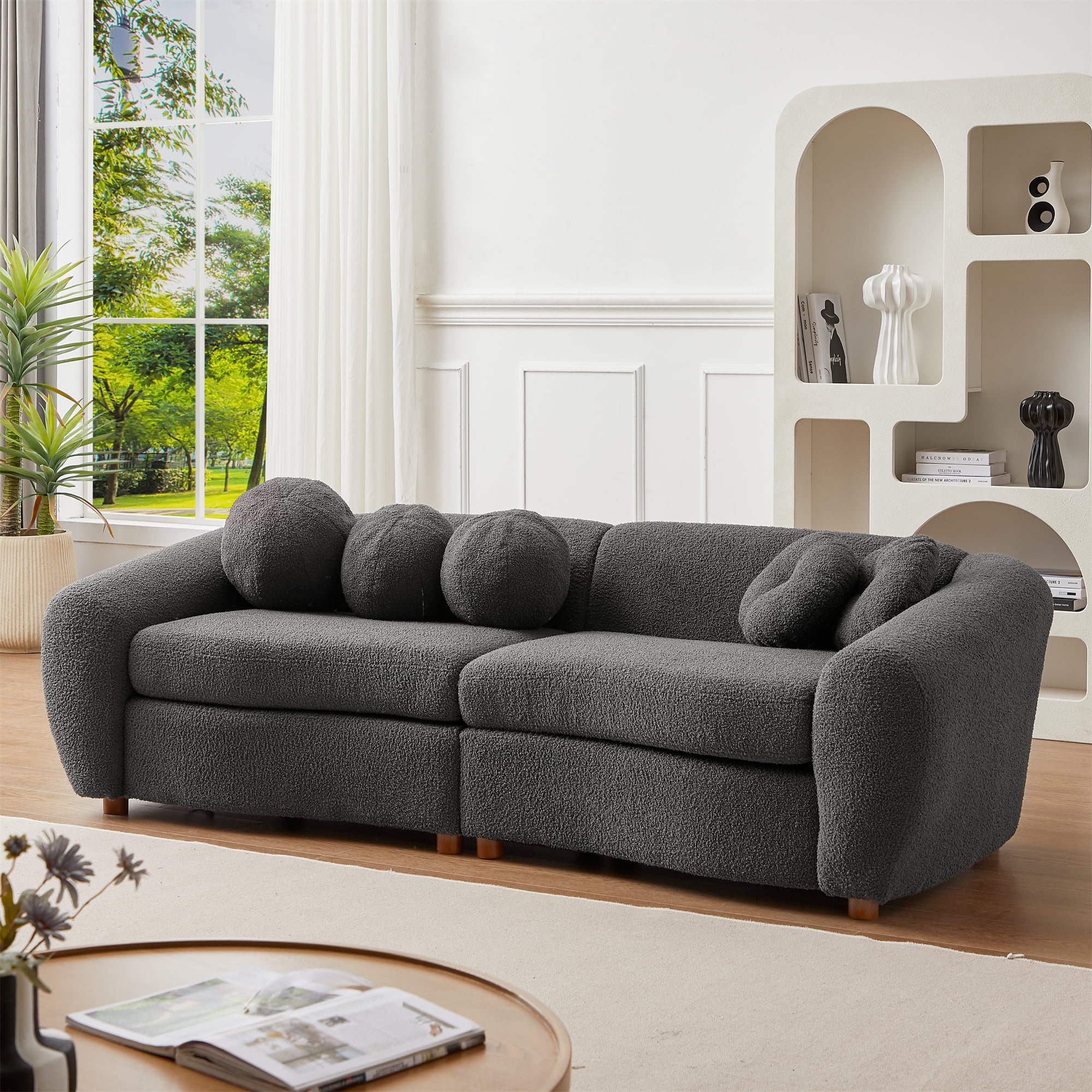 Putouzip 87.7" Modern Curved Sofa, Back Upholstered Couch with 5 ...