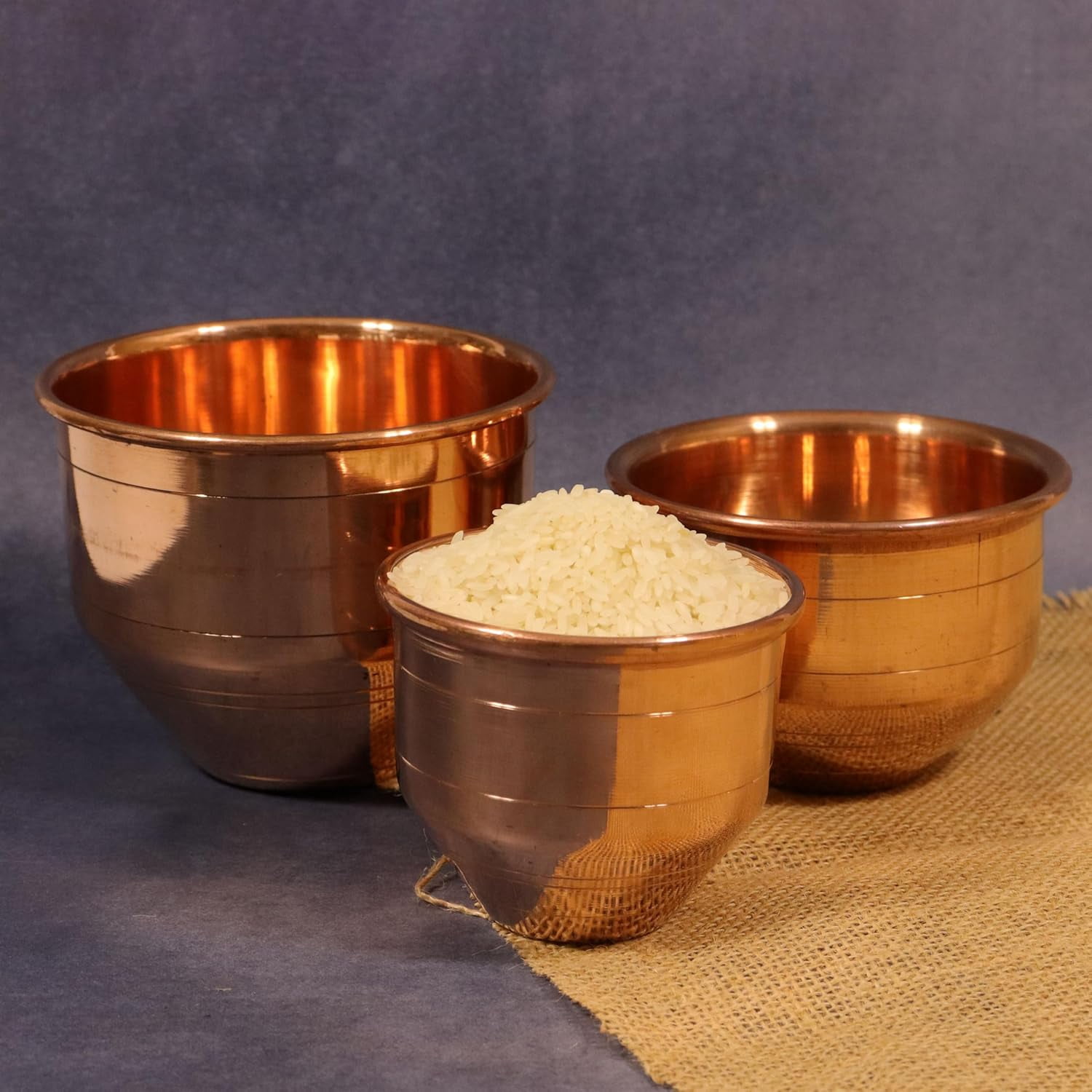 Putrika Copper Marakkal Rice Measuring Pot Padi UzhakkuChangazhi ...