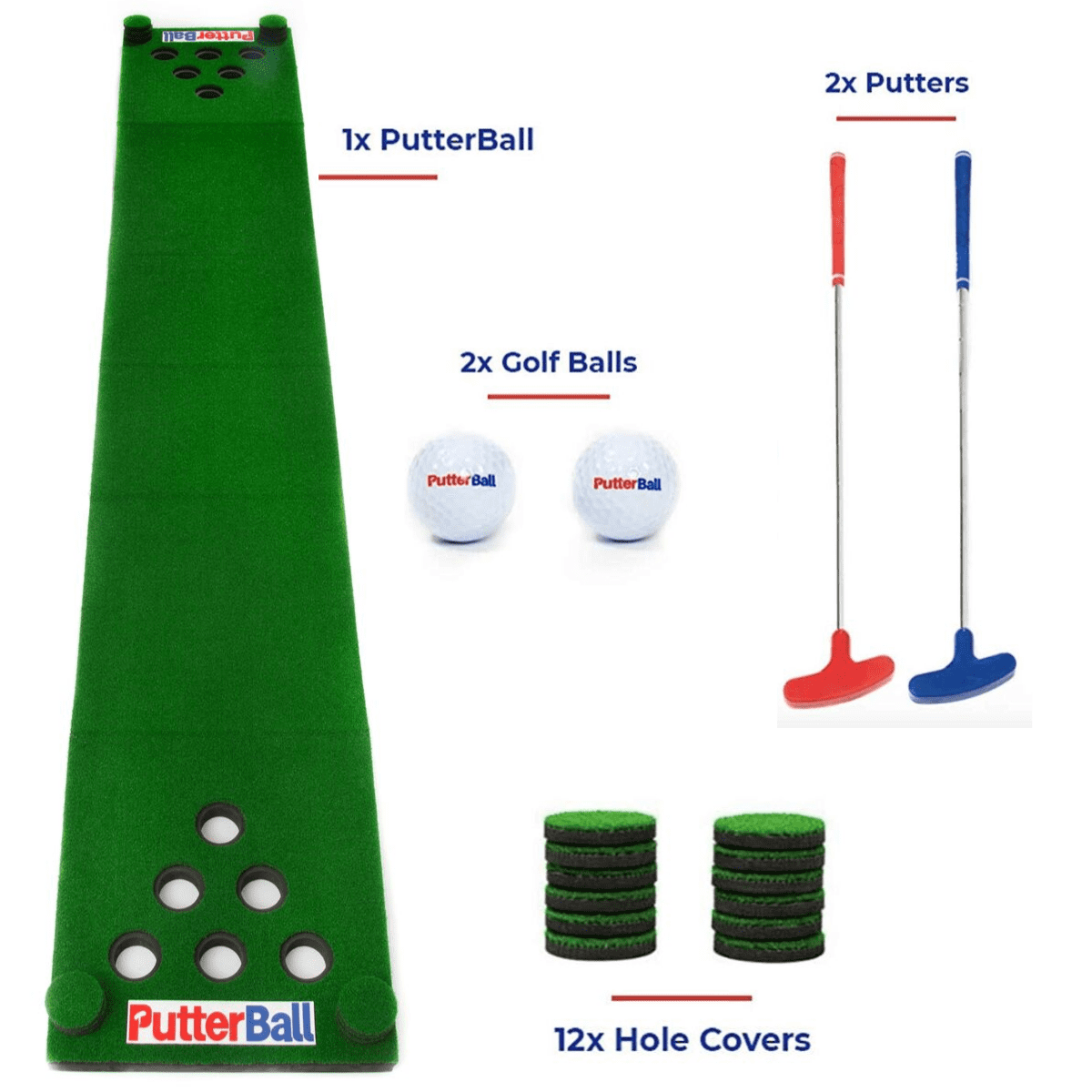 PutterBall Golf Pong Game Set The Original - Includes 2 Putters, 2 Golf ...