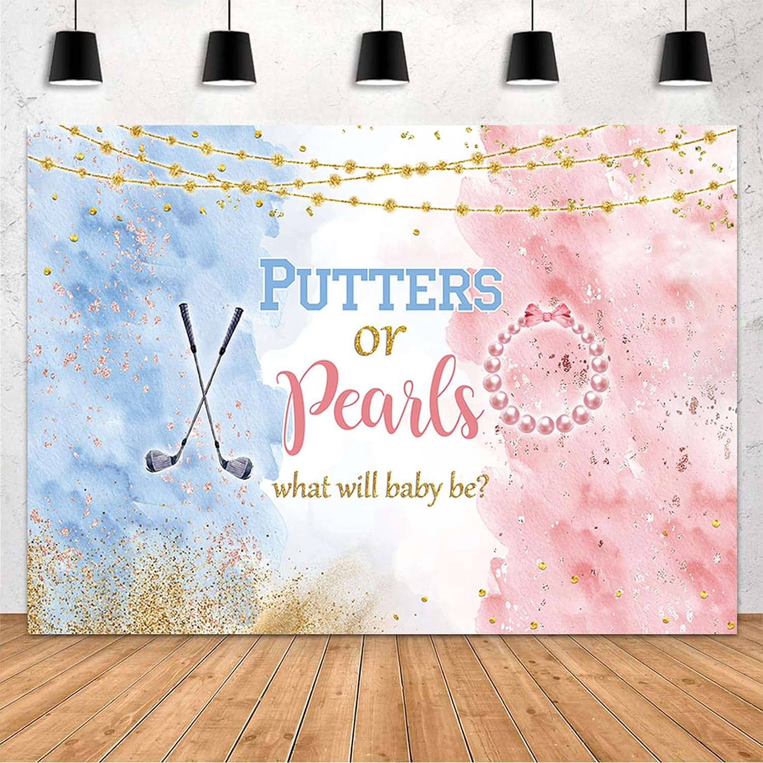 Putters or Pearls Gender Reveal Backdrop Putters or Pearls Party ...