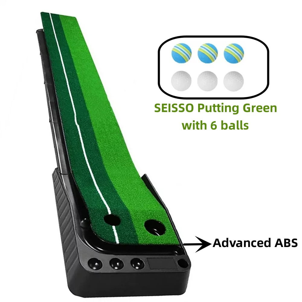 SEISSO Portable Indoor/Outdoor Golf Putting Mat with Auto Ball Return ...