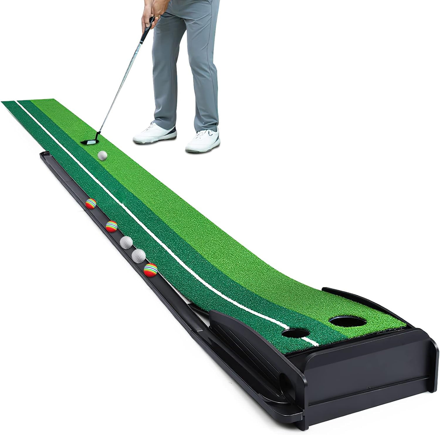 Putting Green Golf Putting Mat for Indoor, Putting Matt with Auto Ball Return, Mini Golf Set ...