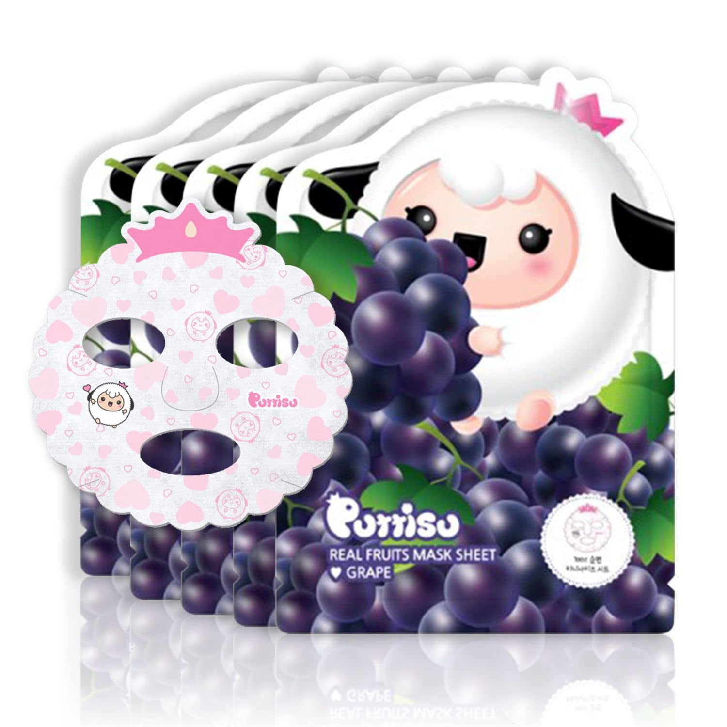 Puttisu India Grape Real Fruit Facial Mask Sheet Skin Treatment Mask ...