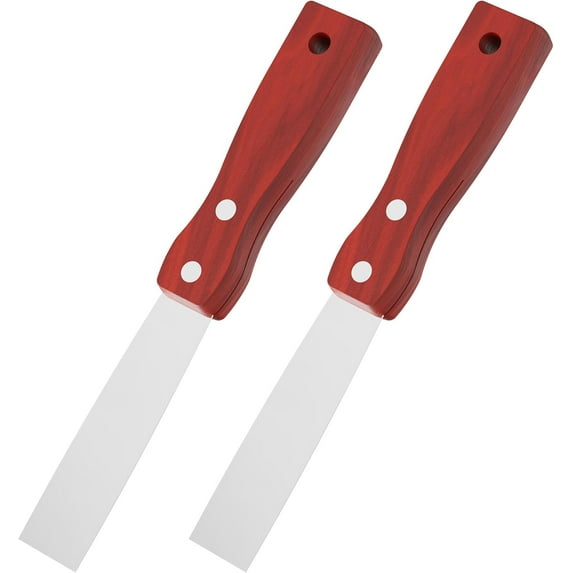 Putty Knife, 2PCS 1 Inch Stainless Steel Scraper Tool, Wooden Handle ...