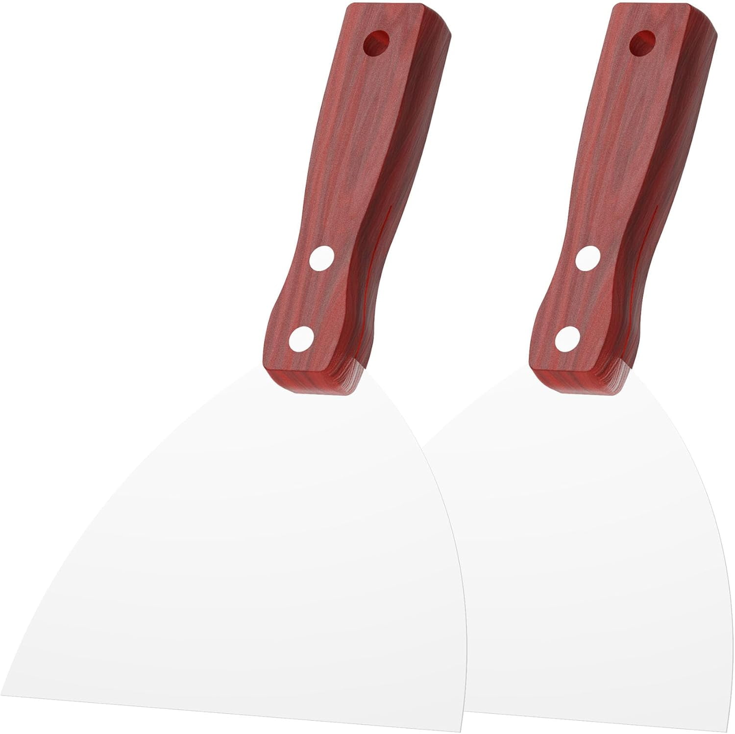 Putty Knife, 2PCS 6 Inch Stainless Steel Scraper Tool, Wooden Handle ...