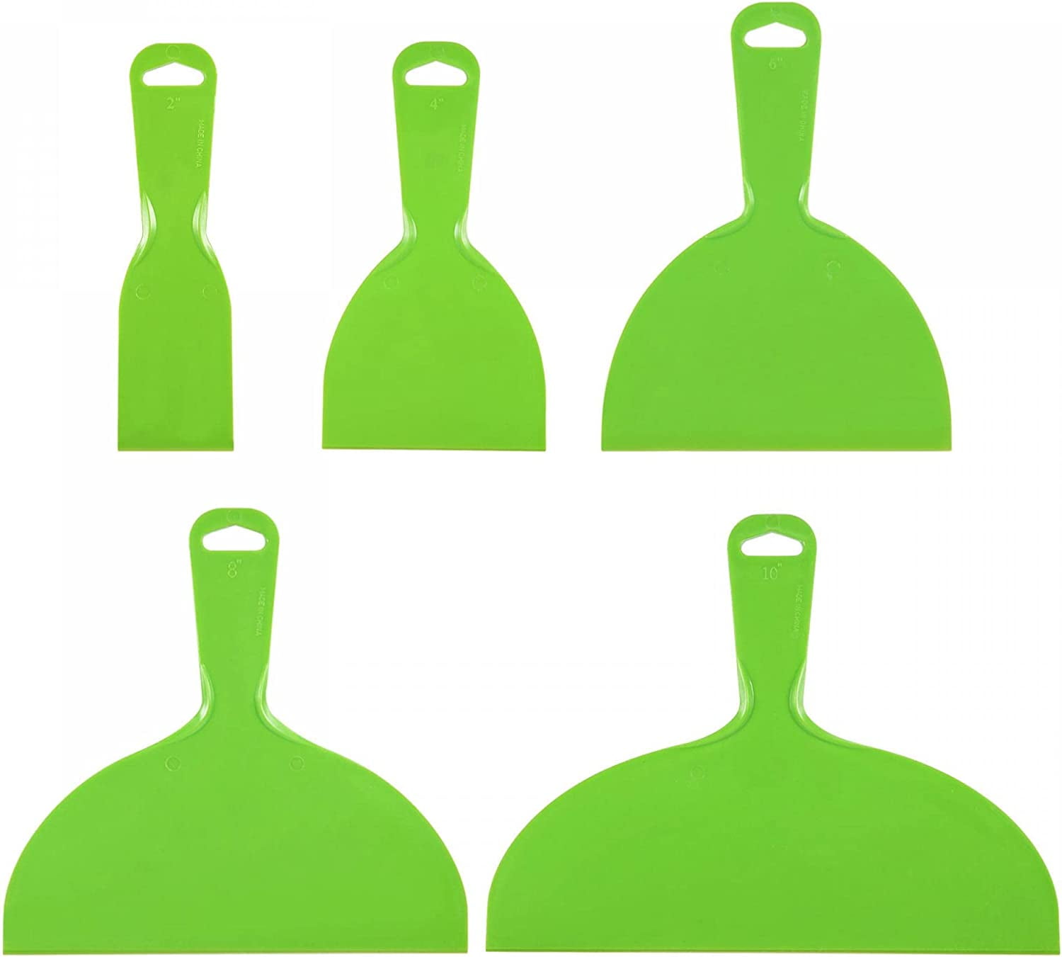 Putty Scraper Set (2", 4", 6", 8", 10") Flexible Plastic Putty Knife ...