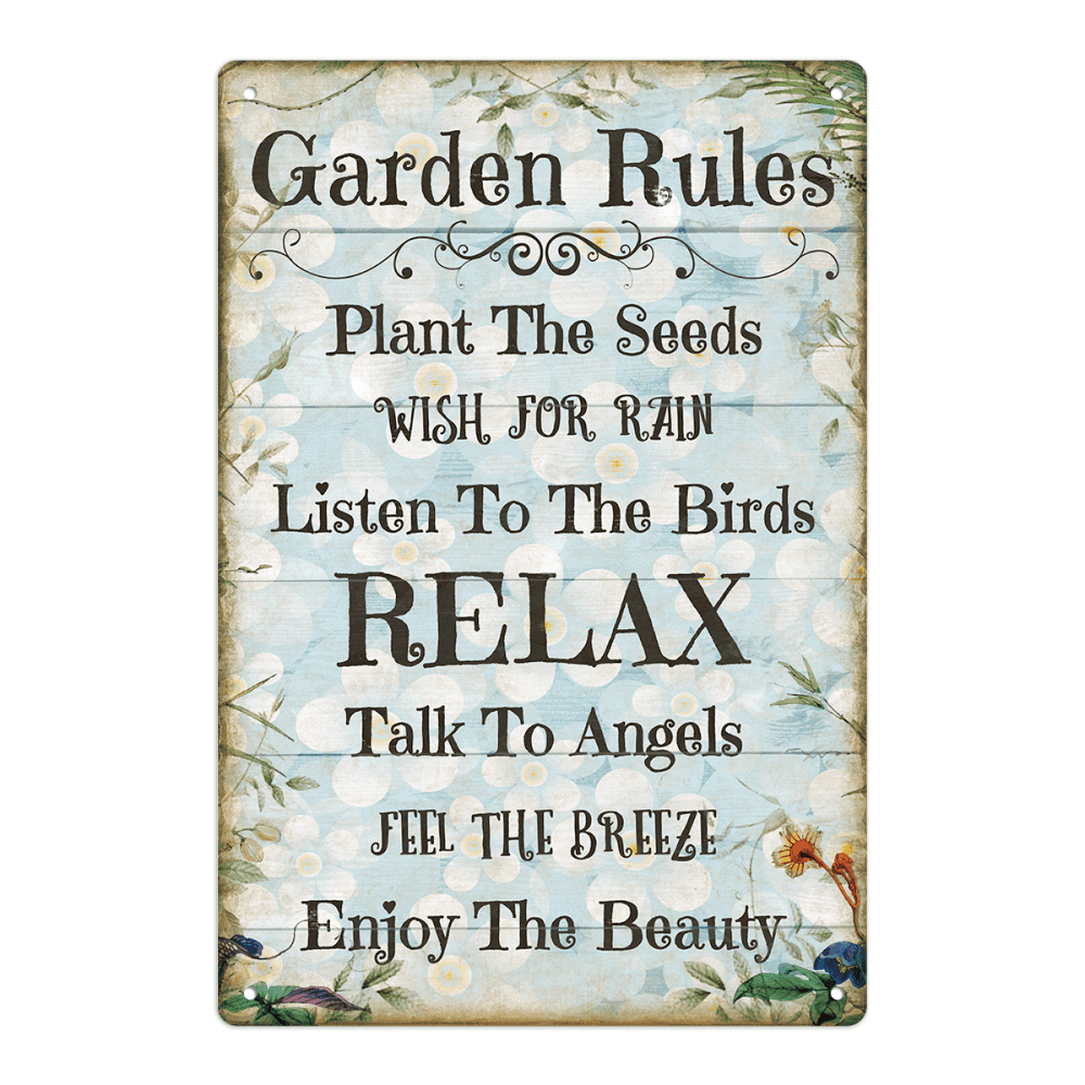 Putuo Decor Garden Rules Tin Sign Garden Decor Indoor&Outdoor Sign Home ...