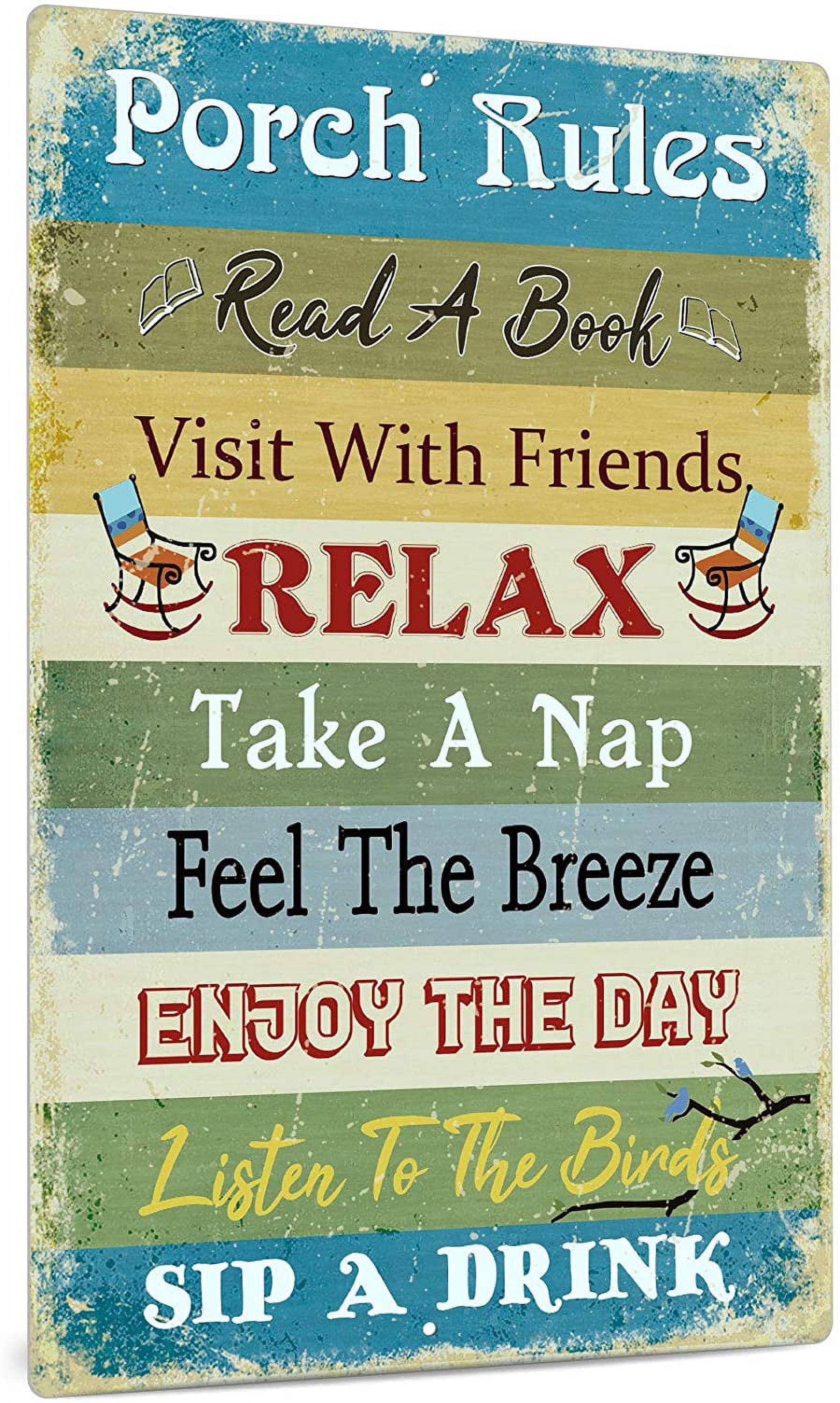 Putuo Decor Porch Rules Sign, Aluminum Metal Wall Sign for Home, Bar ...