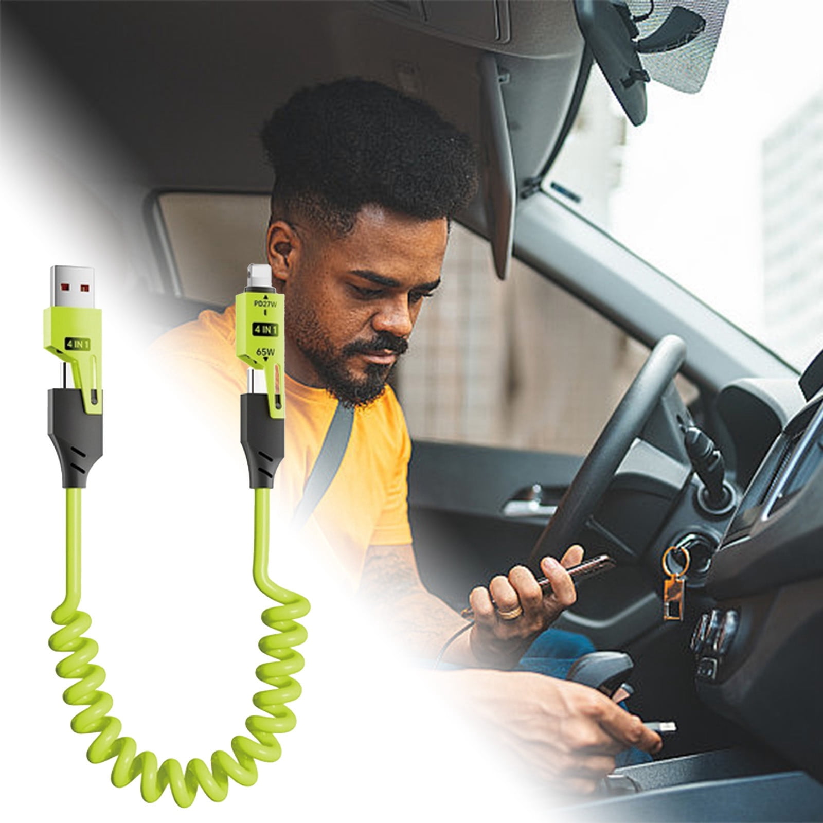 Puwuzcl 65W Fast Charging Cable USB C to USB C/Lightning, Spring Loop ...