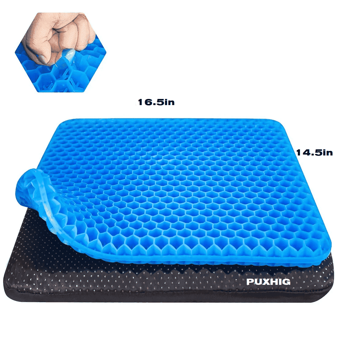 Puxhig Gel Wheelchair Cushion, Ergonomic Design, with Blue Gel Cushion ...
