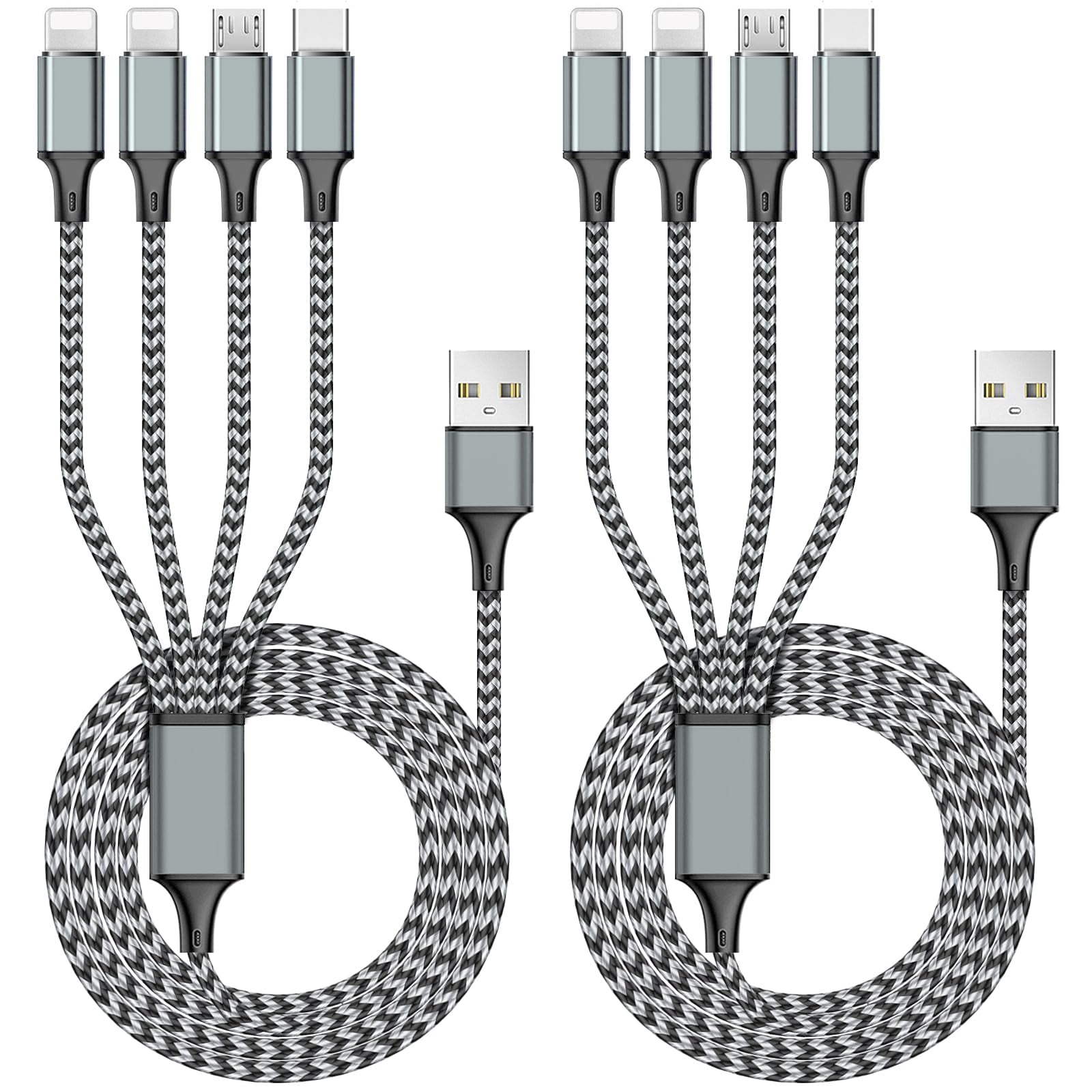 Puxnoin Multi Charging Cable 6FT 2Pack Multi Charger Cable 4 in 1 ...