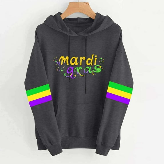 Puyaiuu Mardi Gras Hooded Sweatshirt for Women Carnival Outfits ...