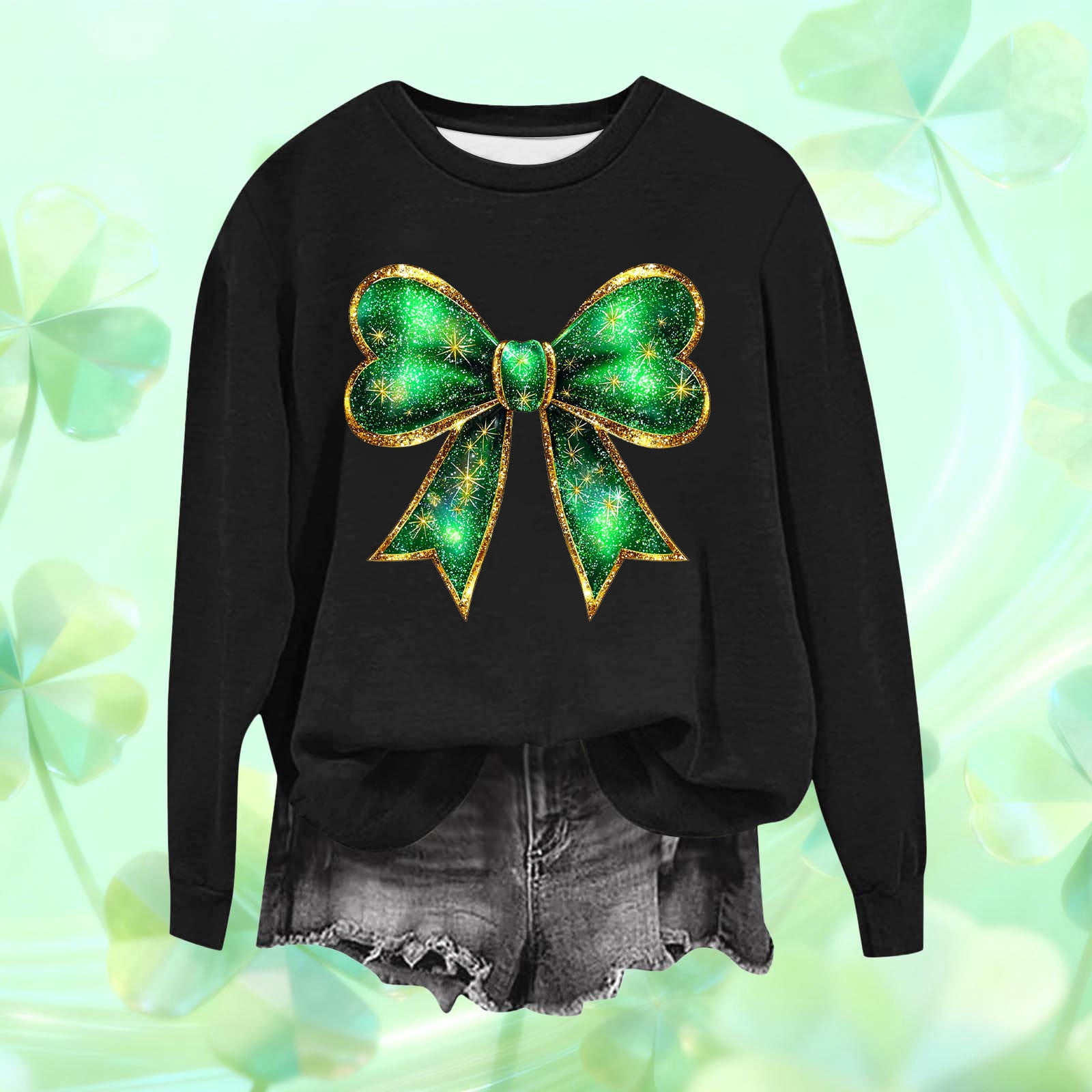 Puyaiuu St Patricks Day Sweatshirt Women Shamrock Sweater Notre Dame ...