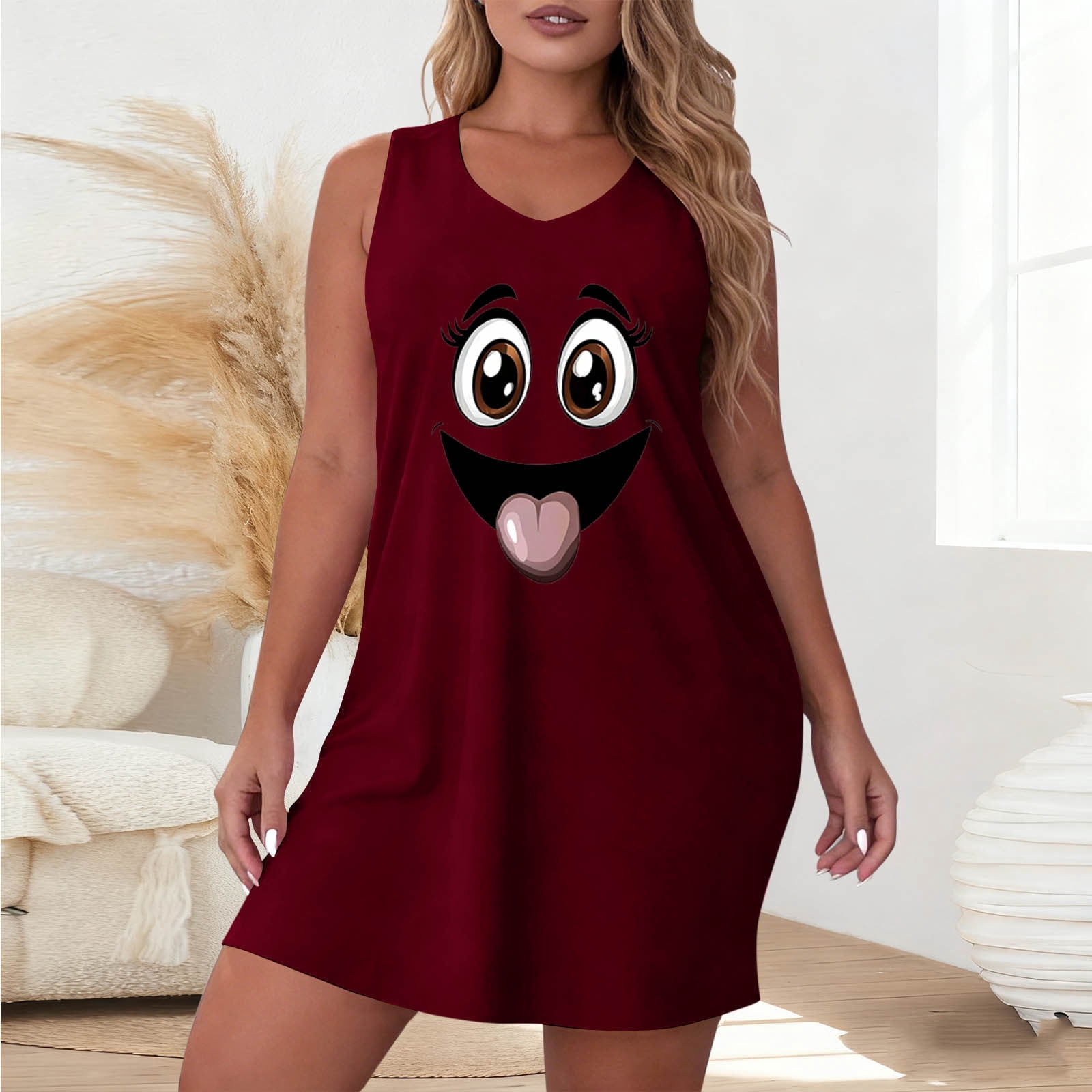Puyaiuu Women's Solid Color Tank Slip Dress, Adjustable Strap Sleepwear ...