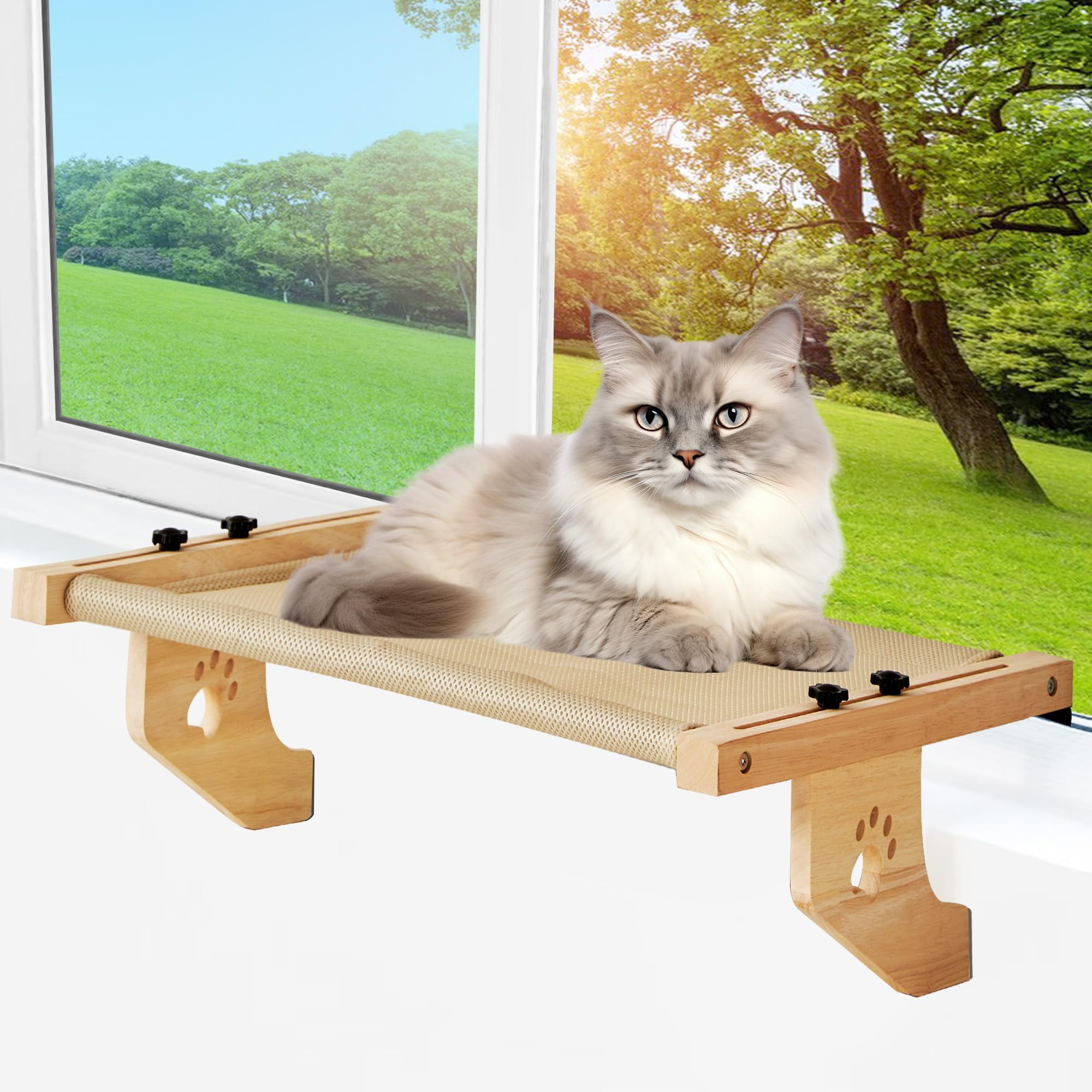 Puyikes Cat Window Perch,Windowsill Cat Hammock with Robust Pipe&Beech ...