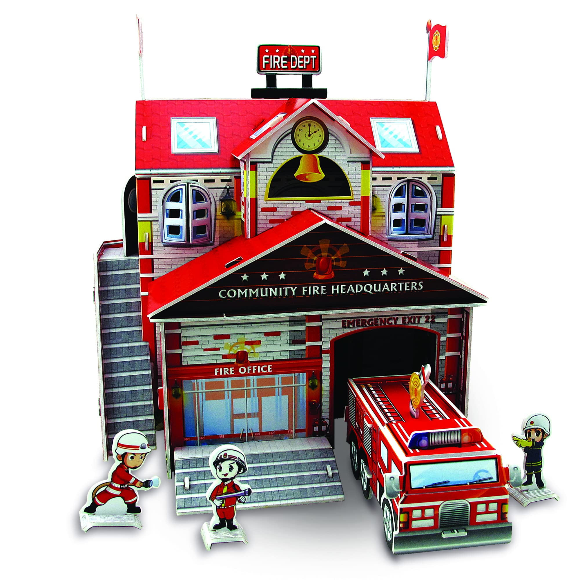 Puzelworx 3D Puzzles for Adult and Kids, Fire Station Model Kit Puzzle ...