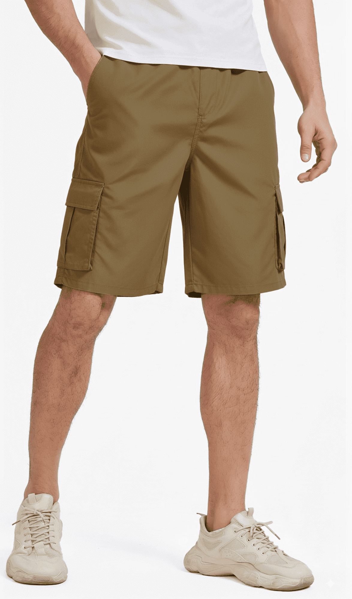 Puztloy Men's Cargo Shorts Work Gym Medium Elastic Waist Drawstring ...