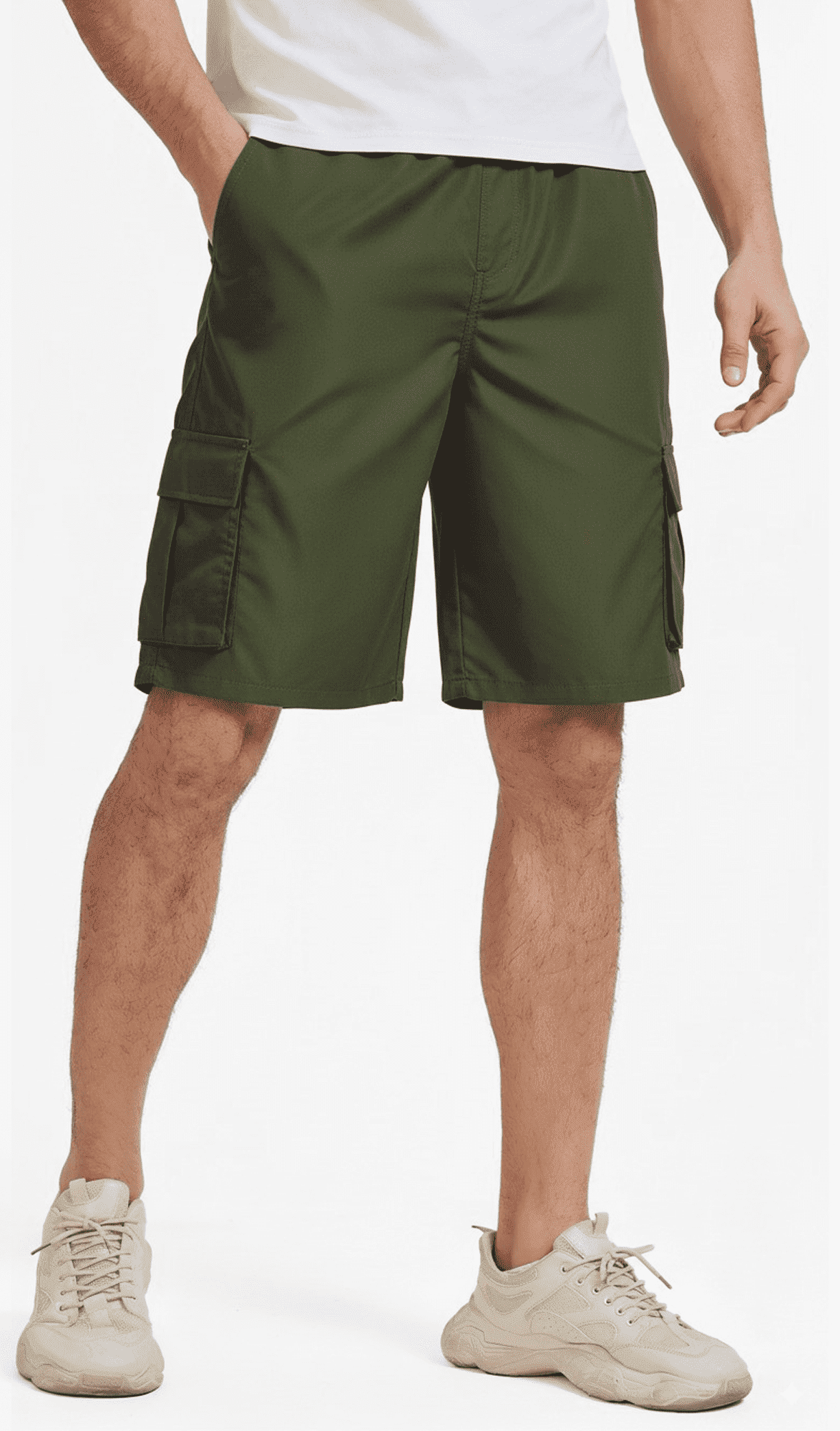 Puztloy Men's Cargo Shorts Work Gym Medium Elastic Waist Drawstring ...