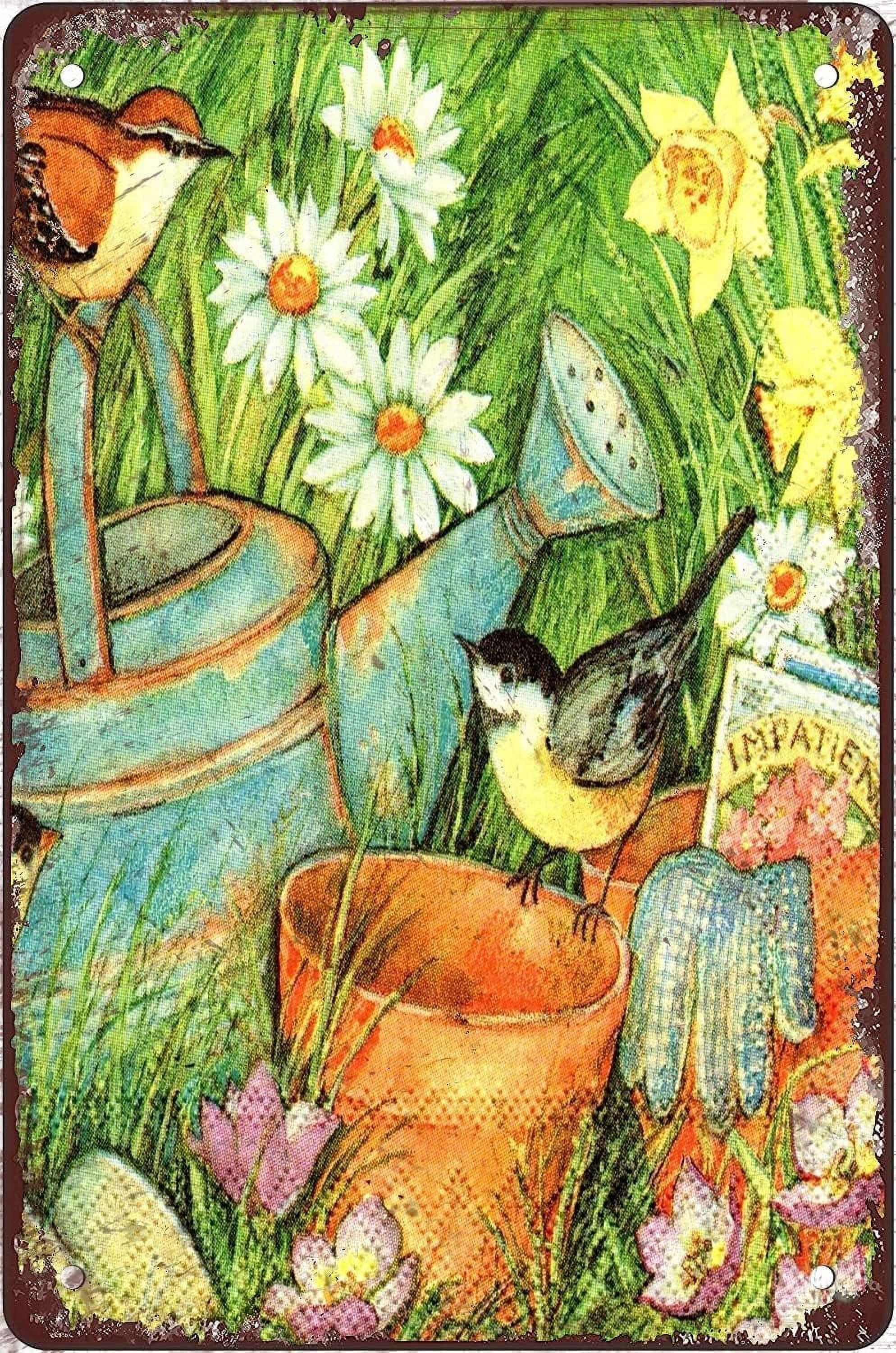 Puzzle 1000 Pieces Spring in The Garden Birds Flowers Pots Watering Can ...