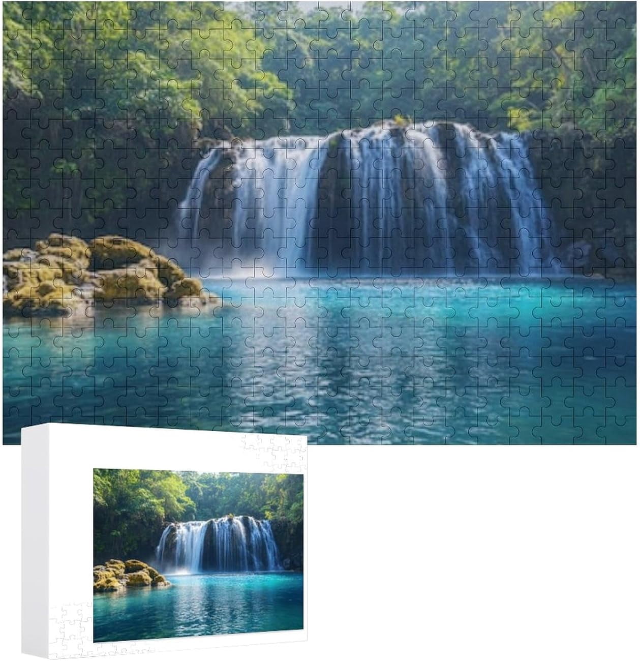 Puzzle 300Pcs A Cascading Waterfall Pours Into A Pristine Turquoise ...