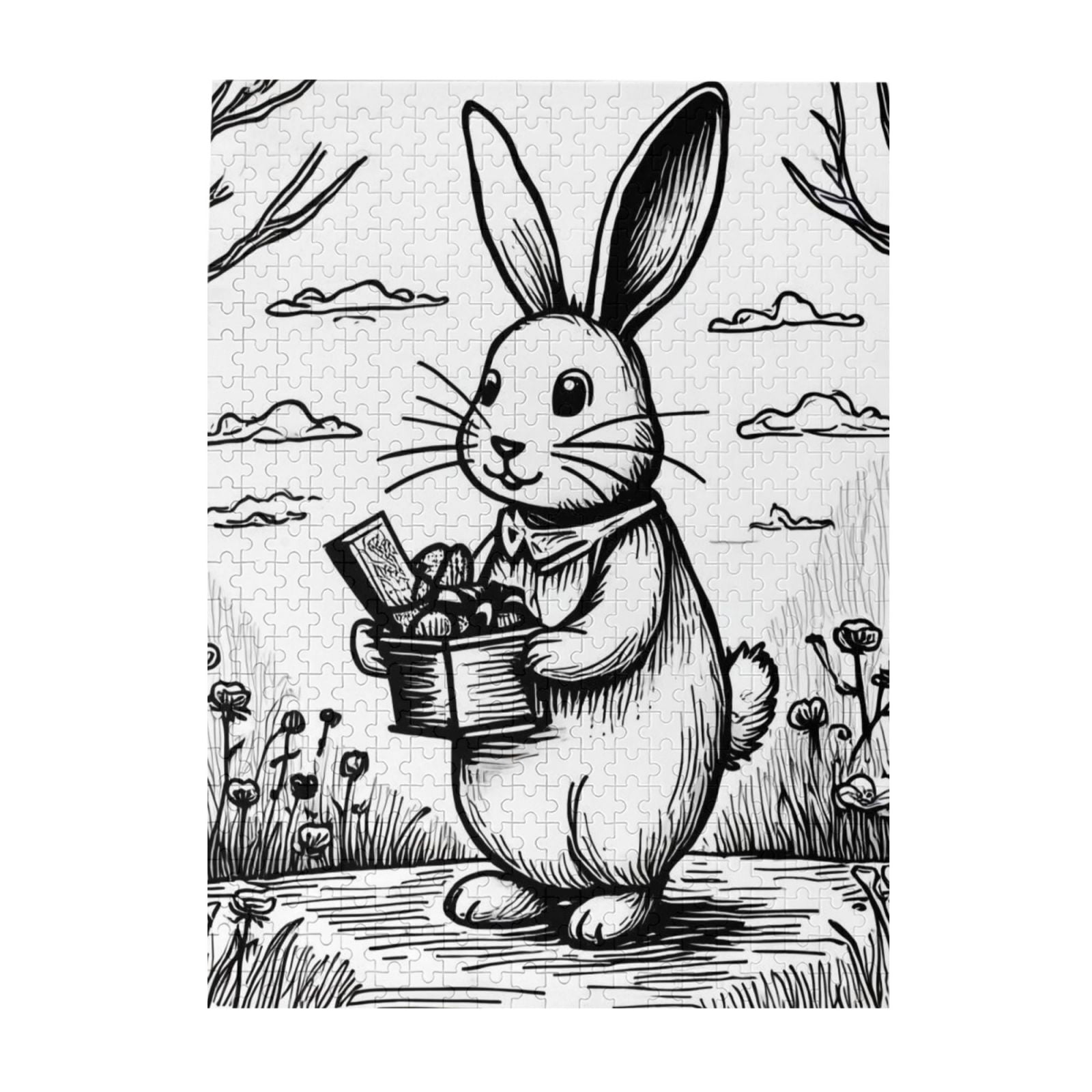Puzzle 500 Pieces -Easter Bunny Oil Painting Spring Large Educational ...