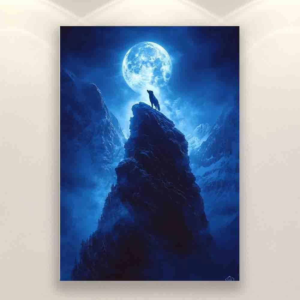 Puzzle 500 Pieces Lone Wolf in the Moonlight Western Wilderness Night ...