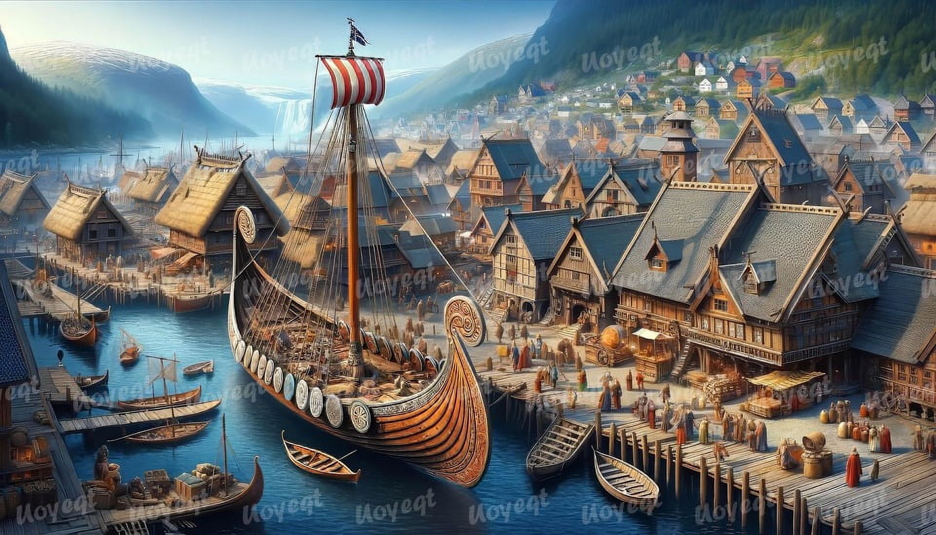 Puzzle for Adults 1000 Pieces Wooden Jigsaw Puzzle Vikings Ship ...