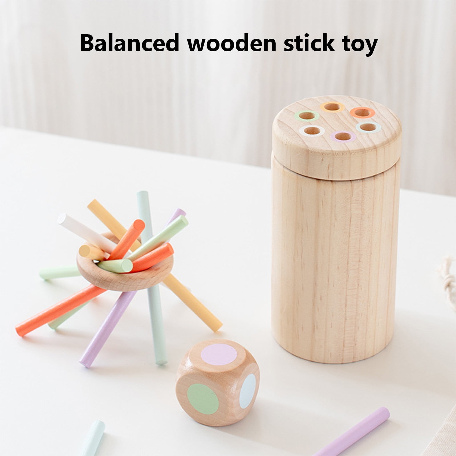 Puzzle Balanced Stick Game | Wooden Fine Motor Skills Toy | Color Sorting Activity With 12 ...