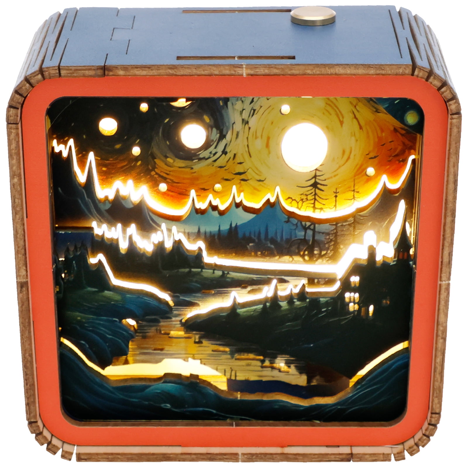 Puzzle Bedside Nightlight Adjustable Brightness Wood Carving Puzzle ...