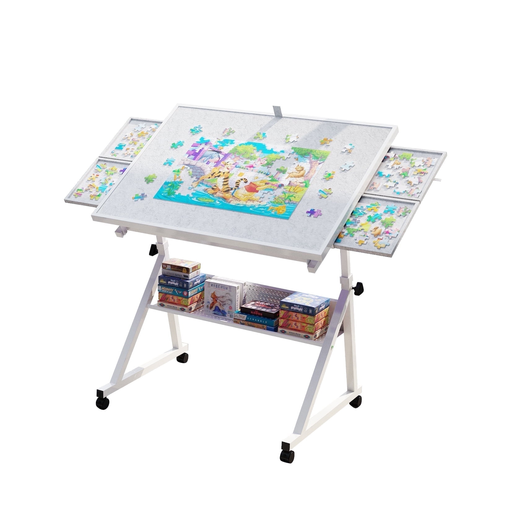 Puzzle Board Table with Cover 1500 Pieces Puzzle for Adults with ...