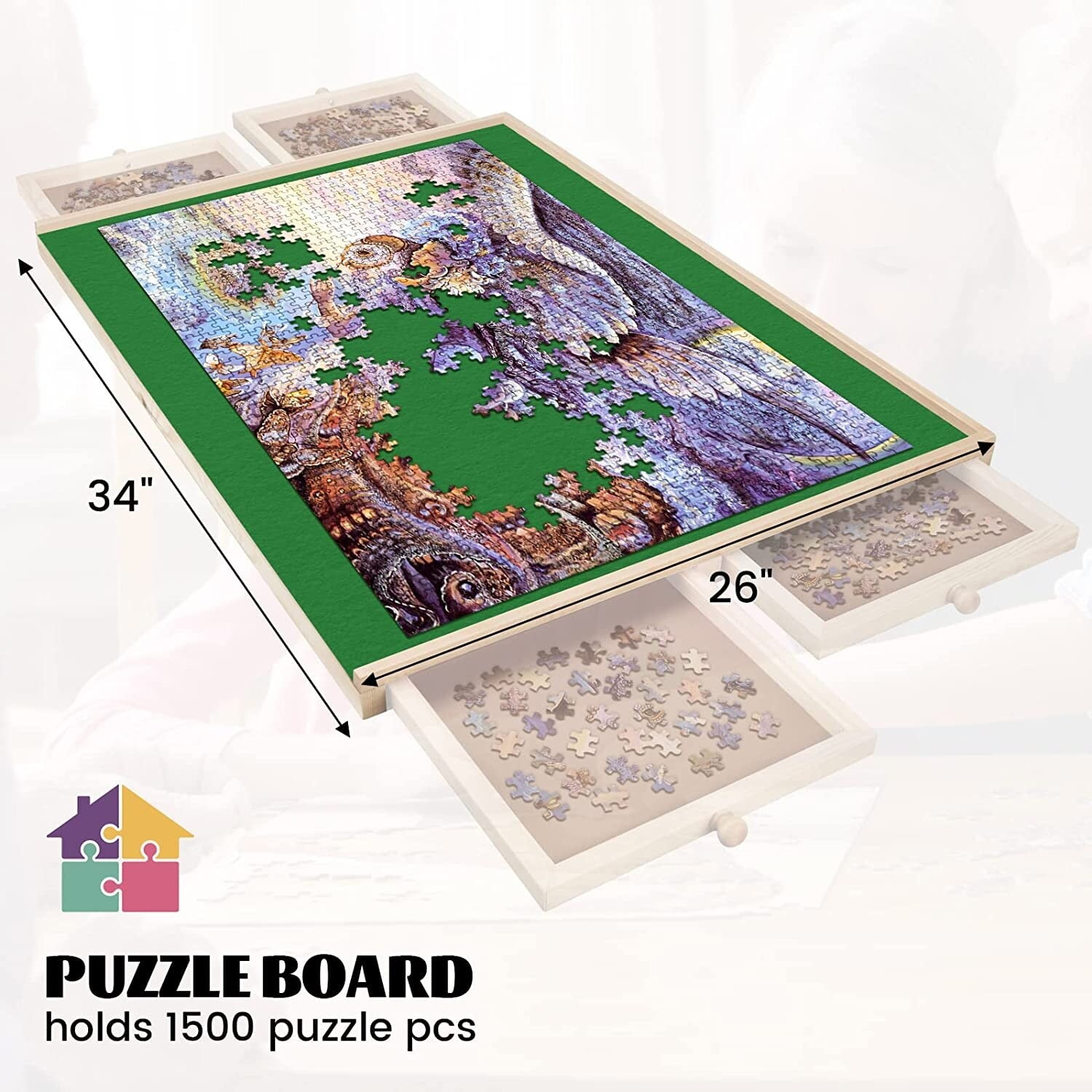 Puzzle Board with Drawer and Anti-Slip Felt, Perfect Choice Gift Party ...