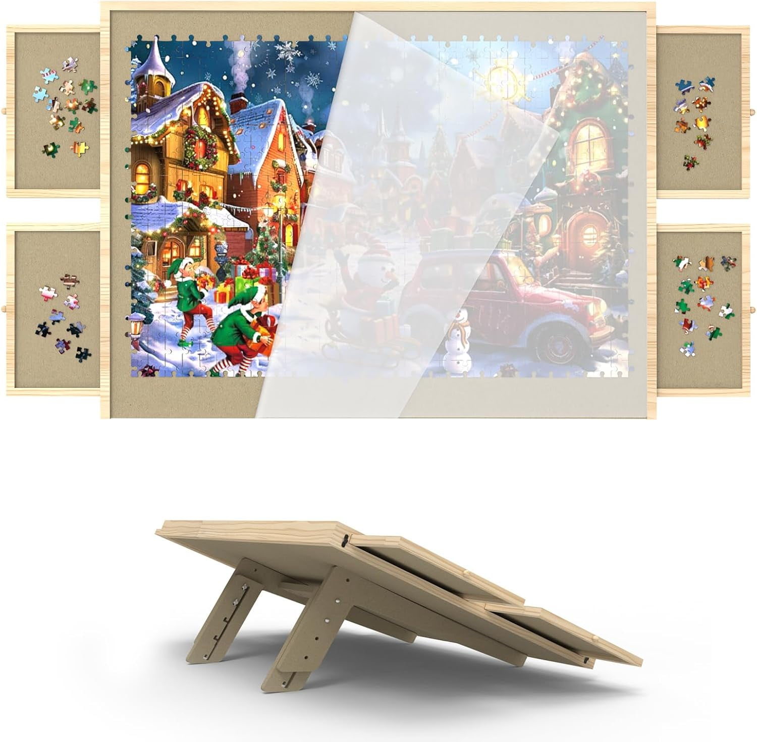 Puzzle Board with Drawers and Cover, 1500 Pieces Jigsaw Puzzle Board ...