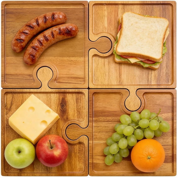 Puzzle Charcuterie Board Set of 4 – Interlocking Puzzle Piece ...