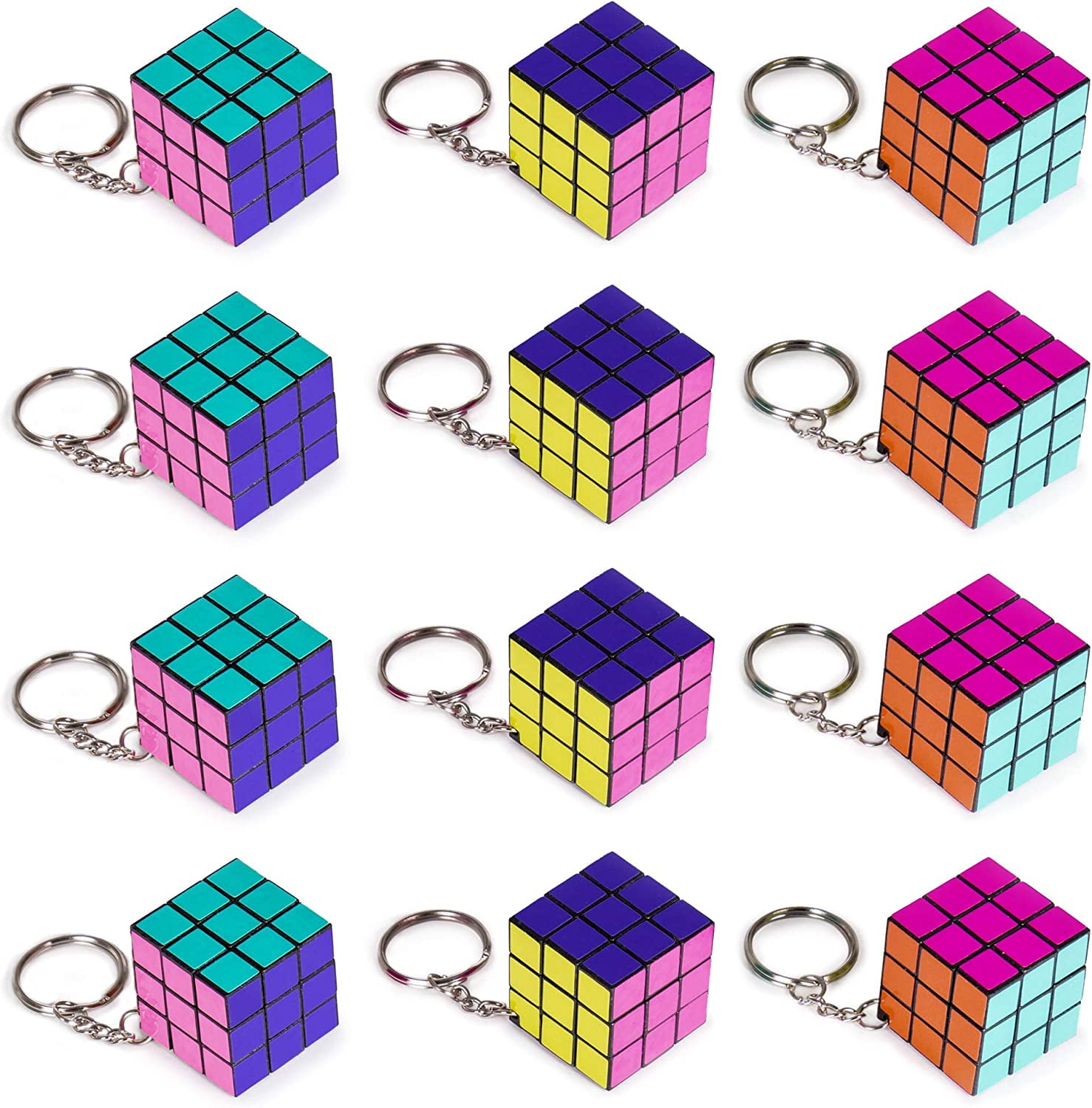 Brybelly Retro Mini Puzzle Cube Keychains | 12 Pack | Goodie Bag ...