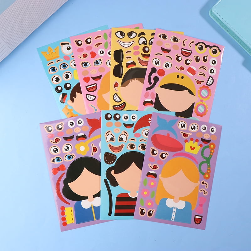 Puzzle DIY Make A Face Sticker Books Set For Kids Toddlers Cute Cartoon ...