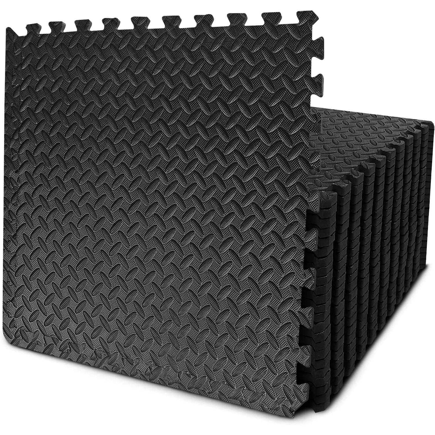 Puzzle Exercise Mat with 12/24/48 Tiles Interlocking Foam Gym Mats, 24 ...