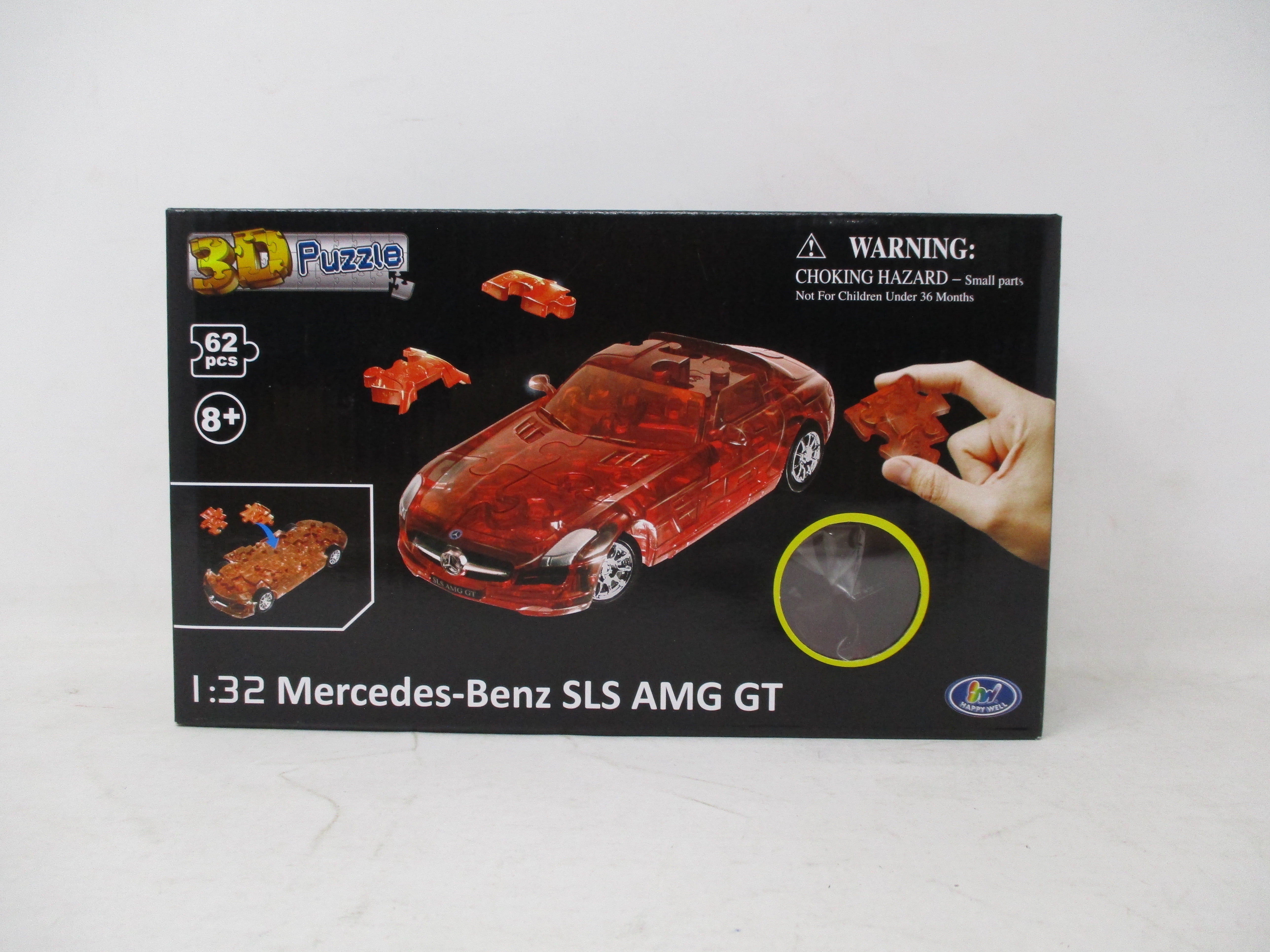 Puzzle Fun 3D 1:32 Mercedes Benz SLS AMG GT- Translucent Red- 62 pieces ...