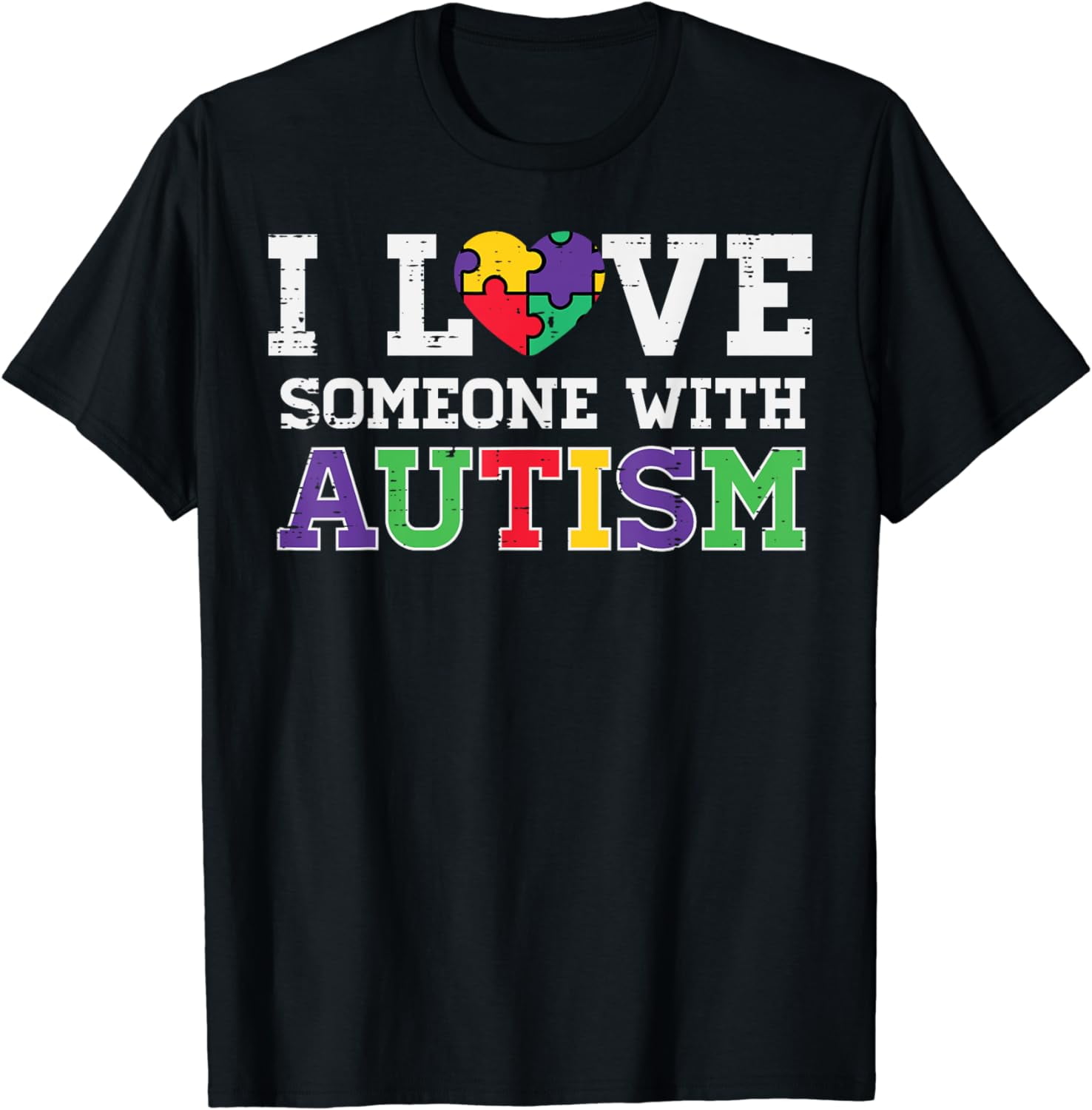 Puzzle Heart I Love Someone With Autism Awareness Men Women T-Shirt ...