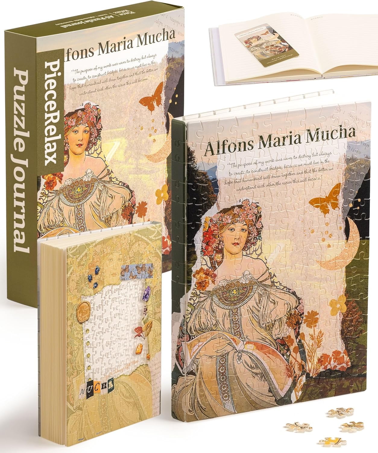 Puzzle Journal Notebook for Adults - Alphonse Mucha - Zodiac Unique A5 ...